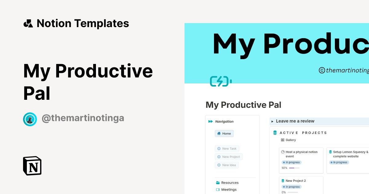 My Productive Pal Template by themartinotinga | Notion Marketplace