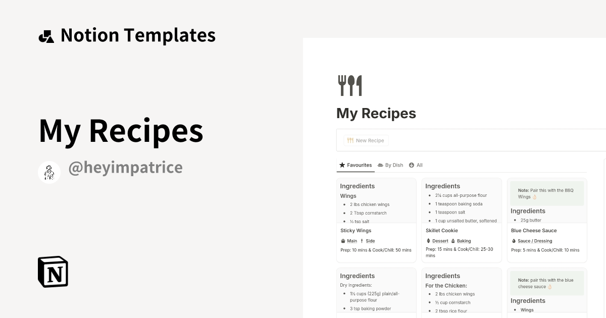 My Recipes Template by Patrice | Notion Marketplace