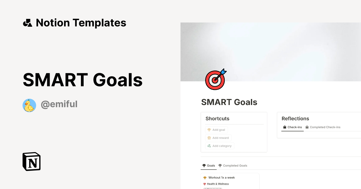 SMART Goals Template by Emiful | Notion Marketplace