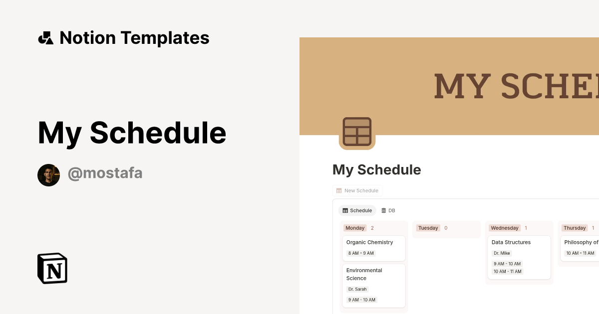 My Schedule Template | Notion Marketplace