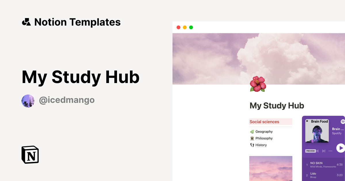 My Study Hub Template by Iced Mango | Notion Marketplace