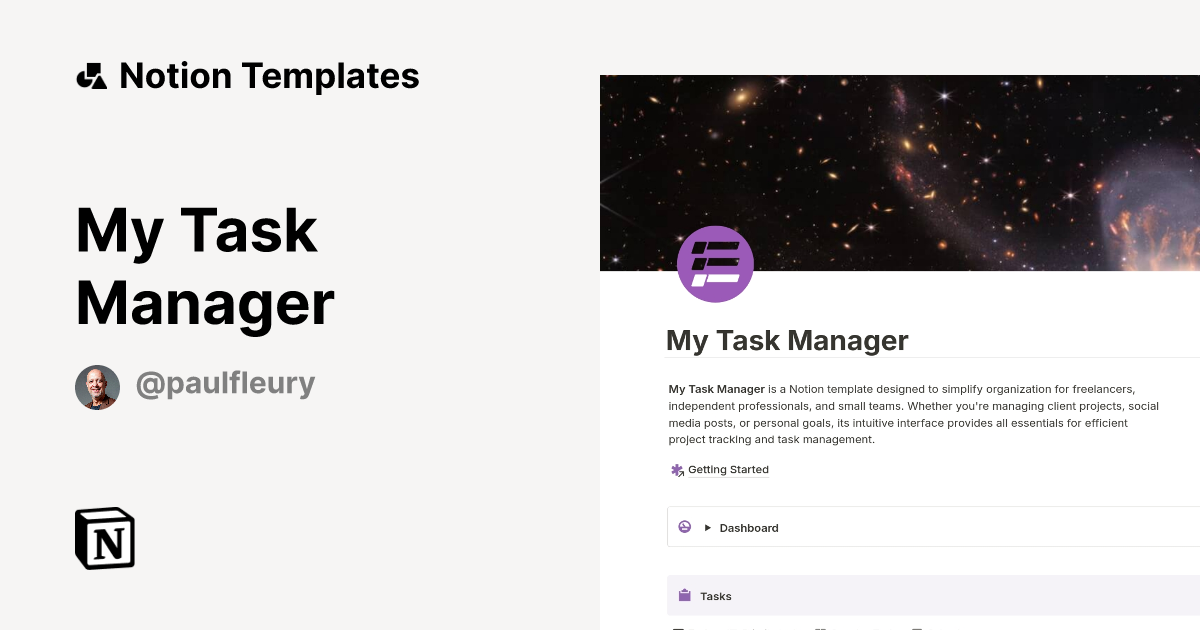 My Task Manager Template by Paul Fleury | Notion Marketplace