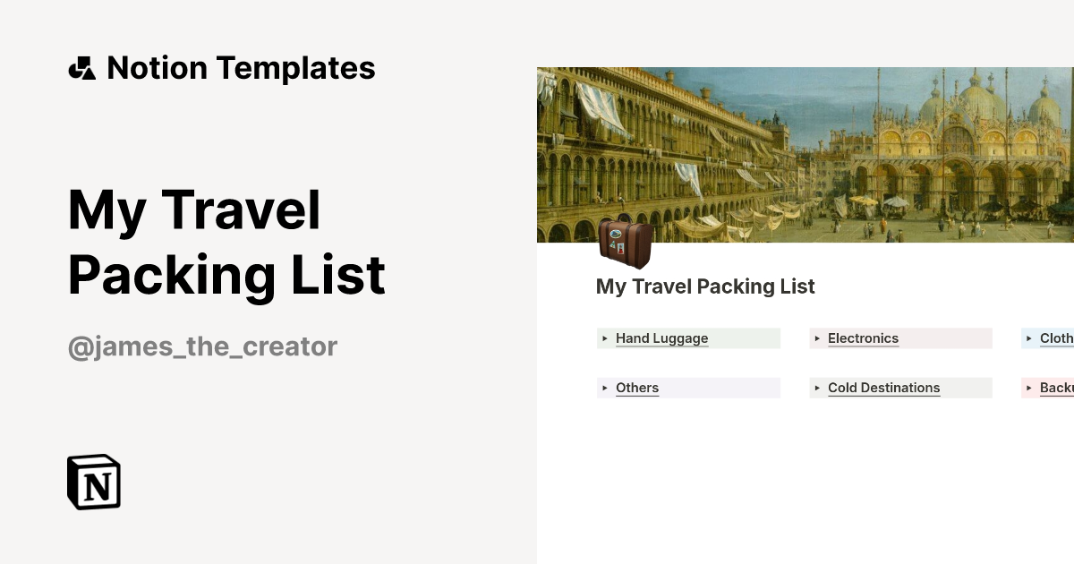My Travel Packing List Template by James The Creator | Notion Marketplace