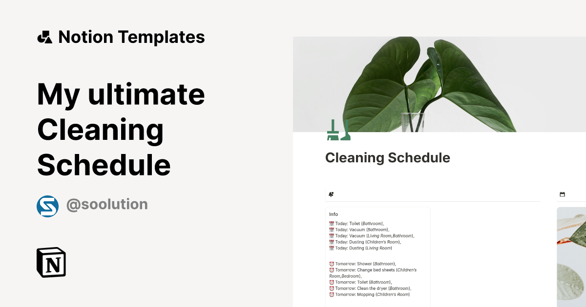My ultimate Cleaning Schedule Template | Notion Marketplace