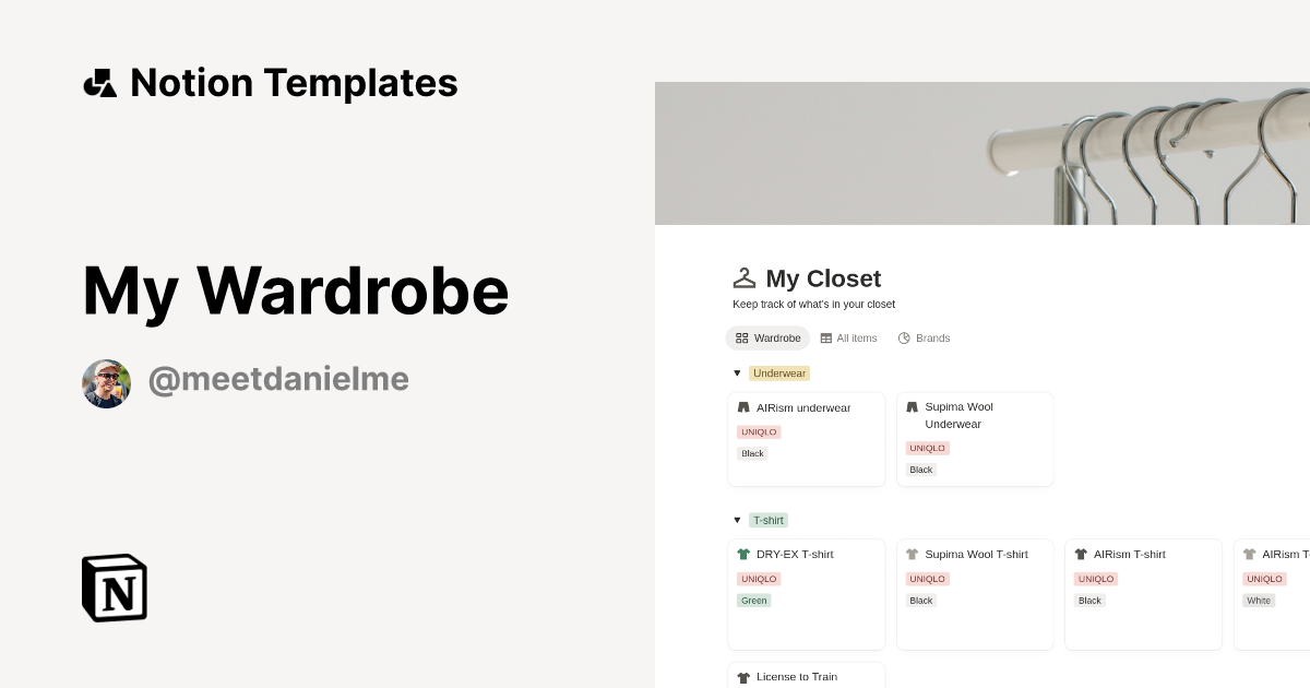My Wardrobe Template by Daniel Marcinkowski | Notion Marketplace