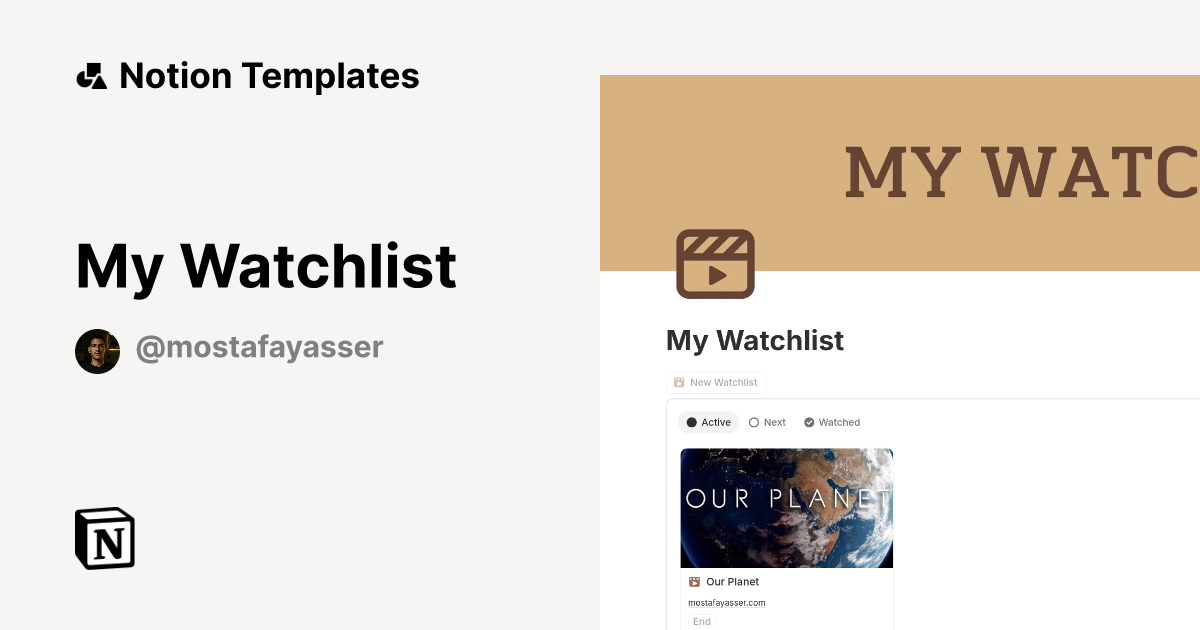 My Watchlist Template | Notion Marketplace