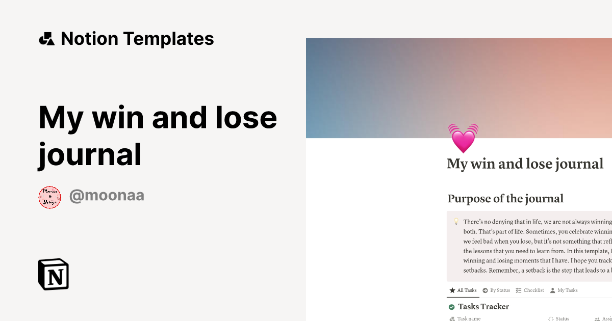 My win and lose journal Template | Notion Marketplace