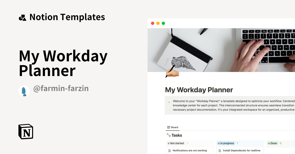 My Workday Planner Template by Farmin Farzin | Notion Marketplace