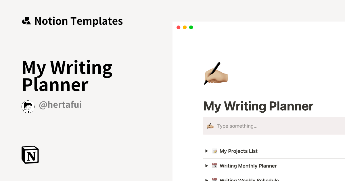 My Writing Planner Template | Notion Marketplace
