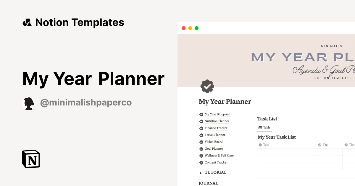 My Year Planner Template | Notion Marketplace