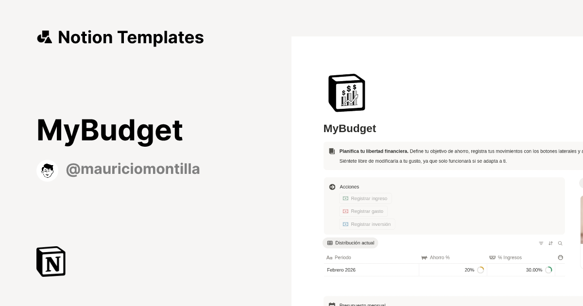 MyBudget Template by Mauricio | Notion Marketplace