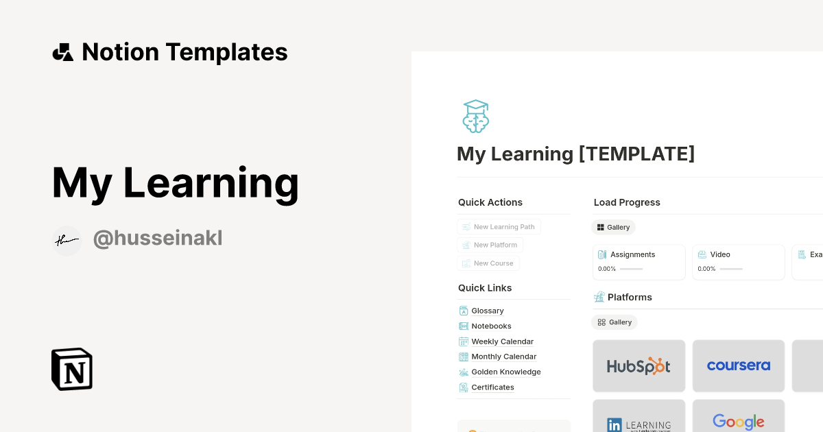 My Learning Template | Notion Marketplace