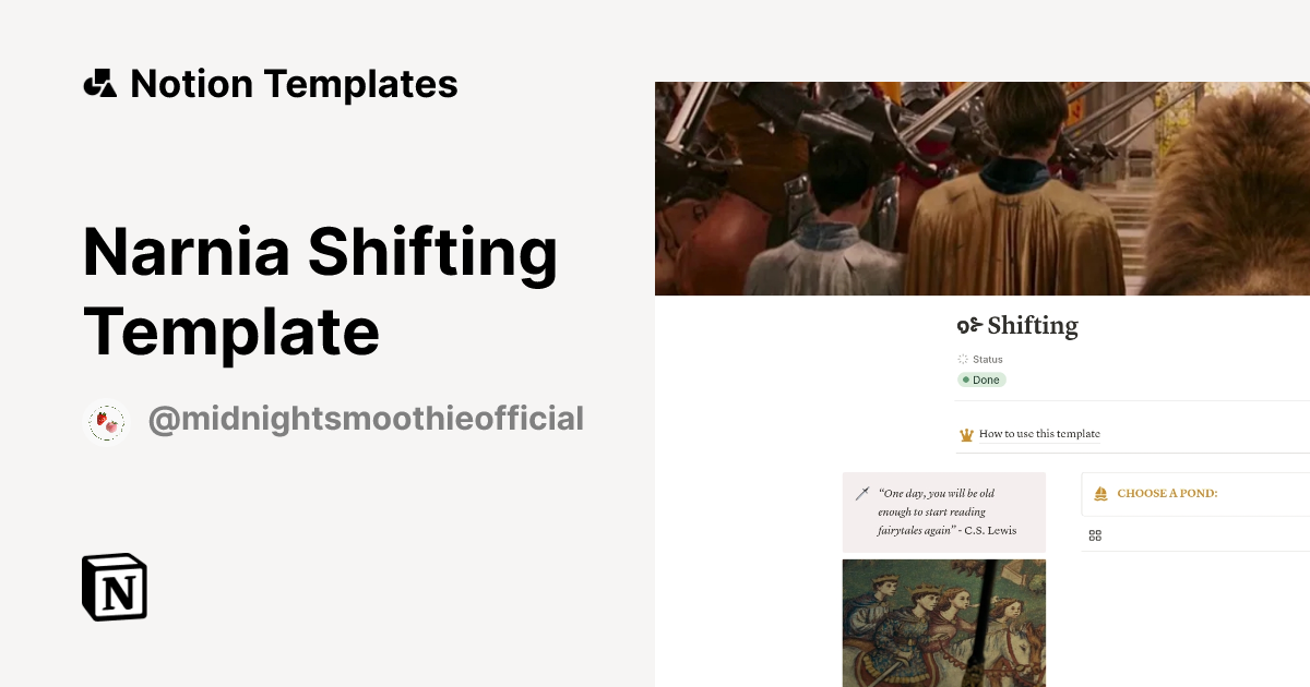 Narnia Shifting Template Template by Midnight Smoothie | Notion Marketplace