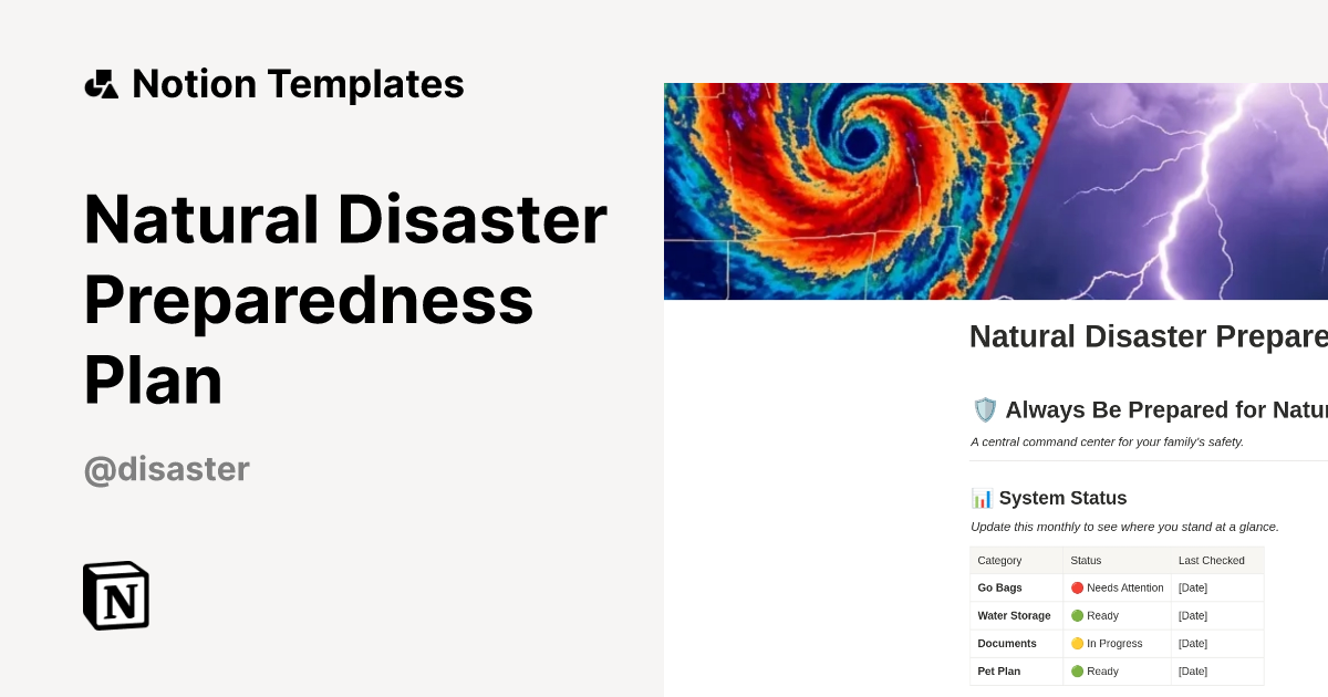 Natural Disaster Preparedness Plan Template | Notion Marketplace