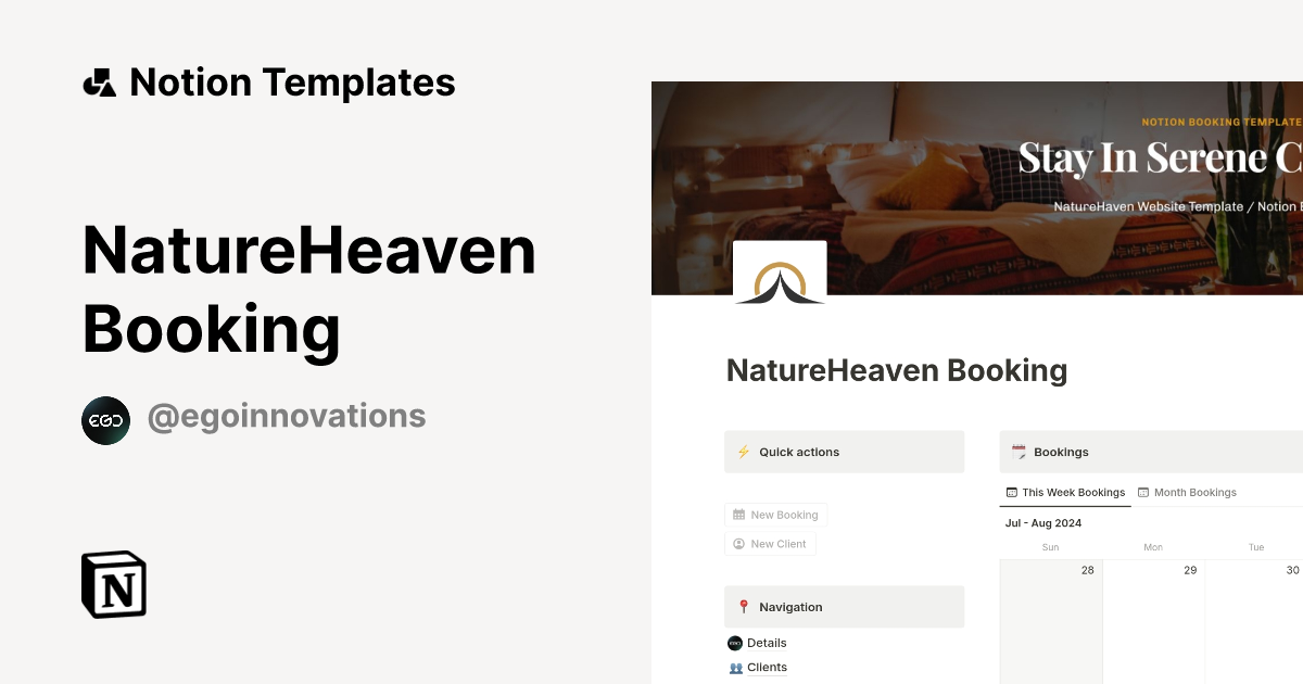 NatureHeaven Booking Template | Notion Marketplace