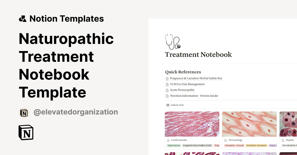 Naturopathic Treatment Notebook Template Template | Notion Marketplace