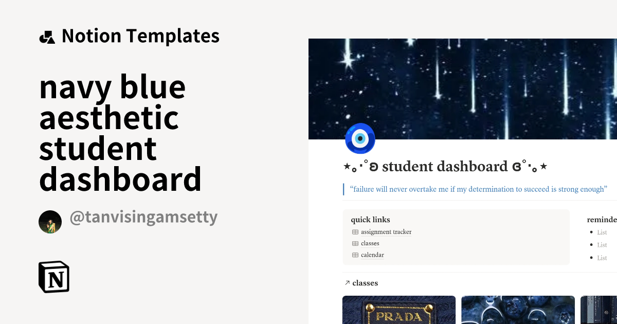 navy blue aesthetic student dashboard Template by Tanvi Singamsetty ...