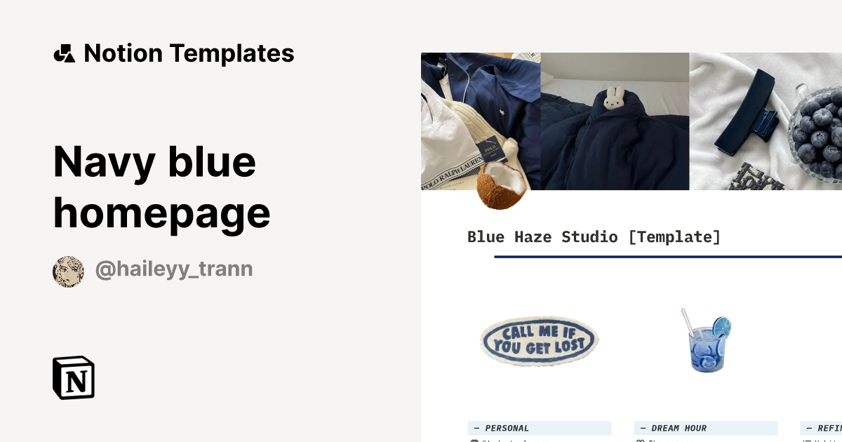 Navy blue homepage Template | Notion Marketplace