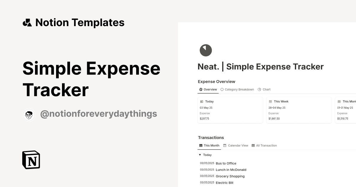 Simple Expense Tracker Template | Notion Marketplace