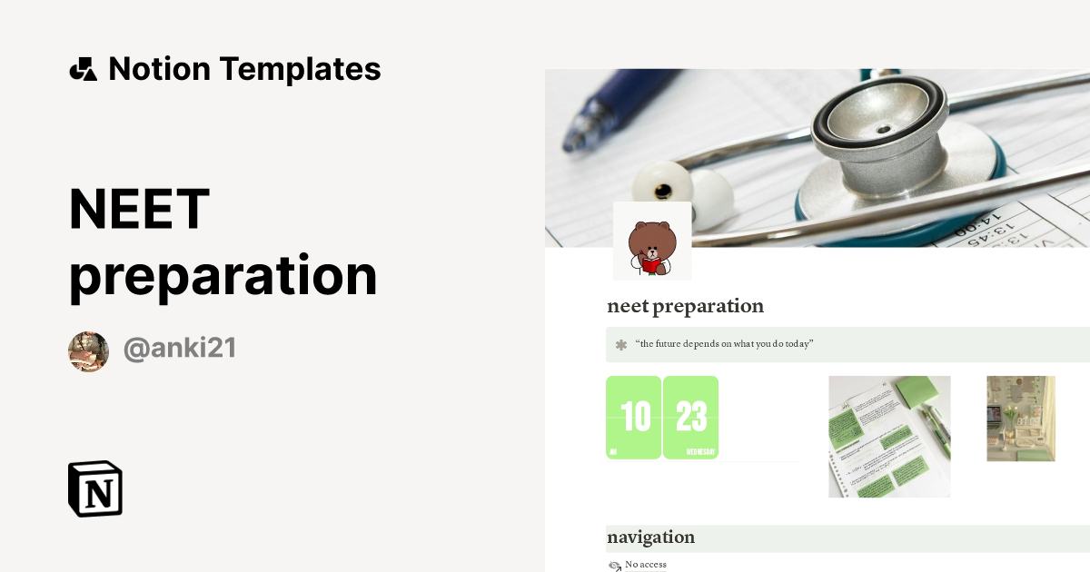 NEET preparation Template by anki planners | Notion Marketplace