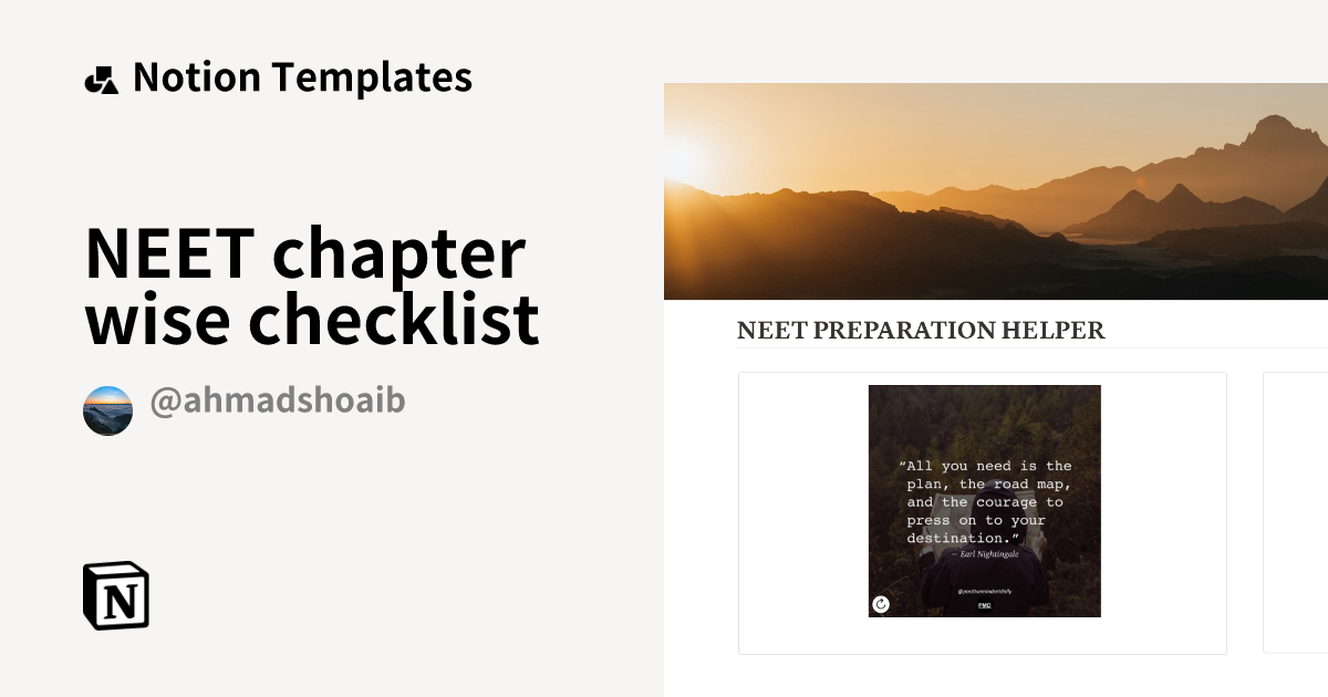 NEET chapter wise checklist Template by AHMAD | Notion Marketplace