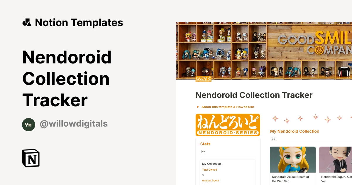 Nendoroid Collection Tracker Template by Willow Digitals | Notion ...