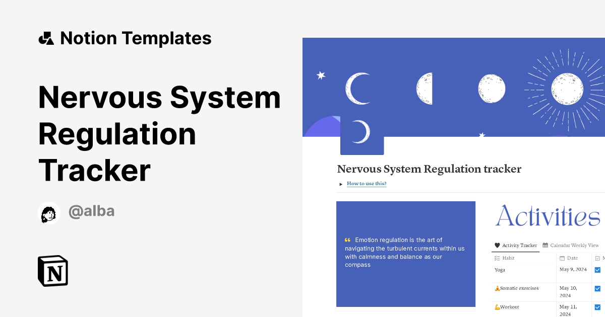 Nervous System Regulation Tracker Template | Notion Marketplace