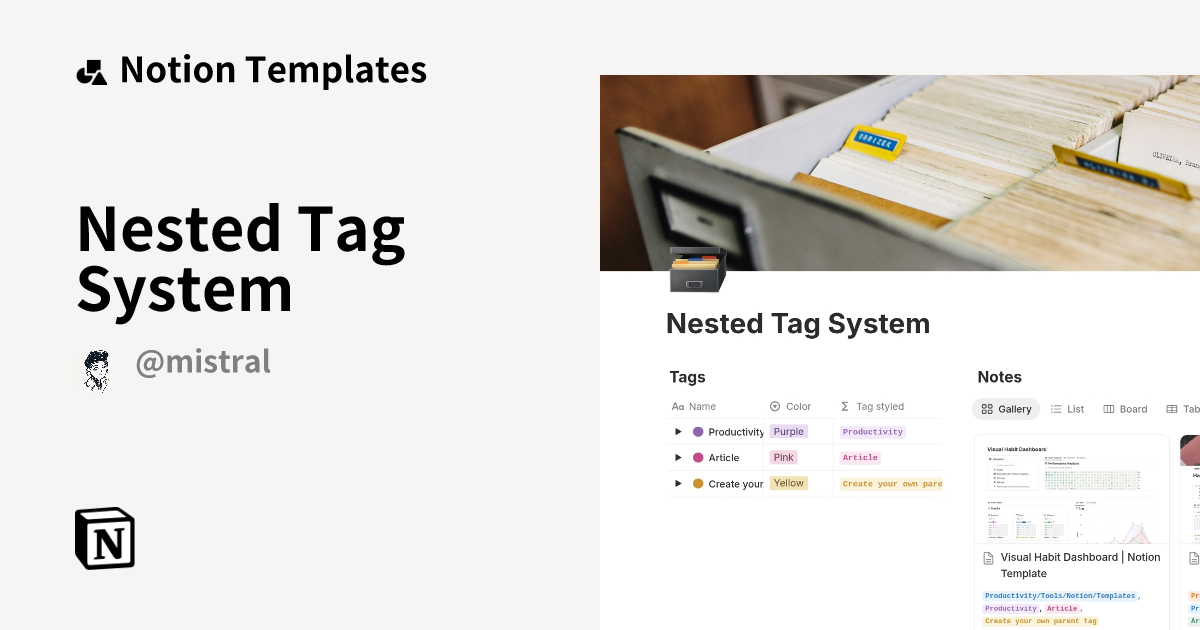 Nested Tag System Template by Mistral | Notion Marketplace