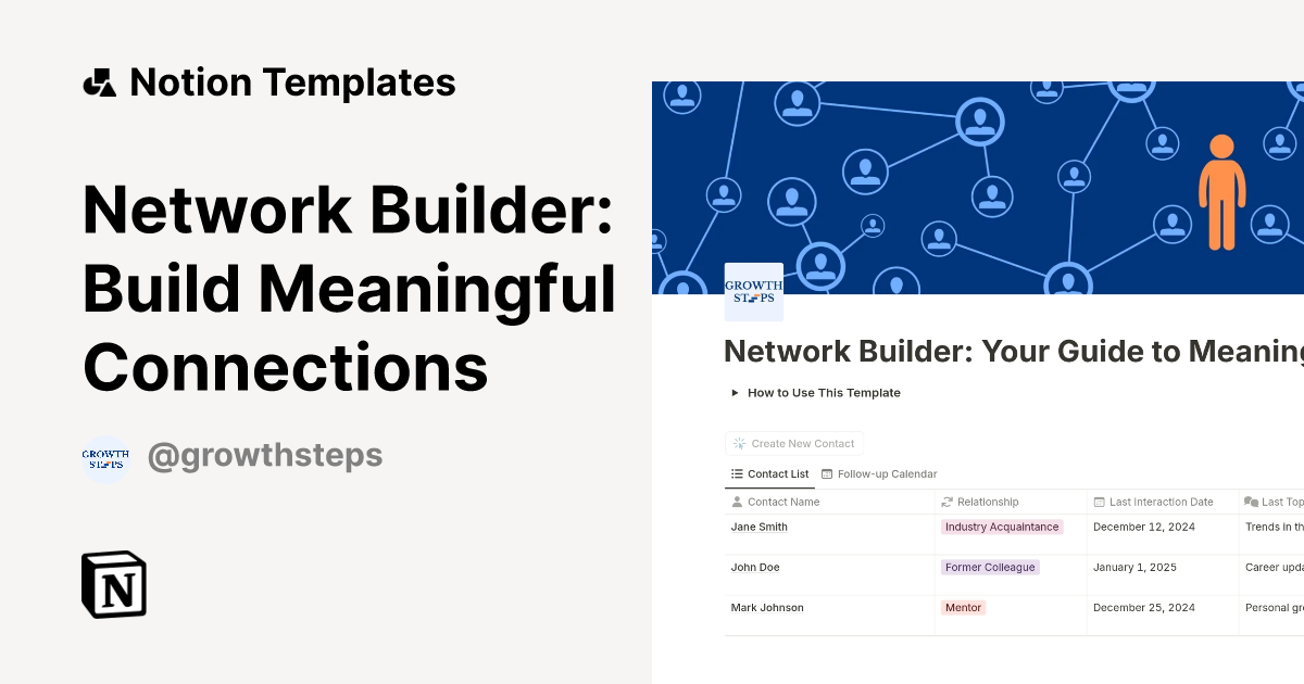 Network Builder: Build Meaningful Connections Template by Growth Steps ...