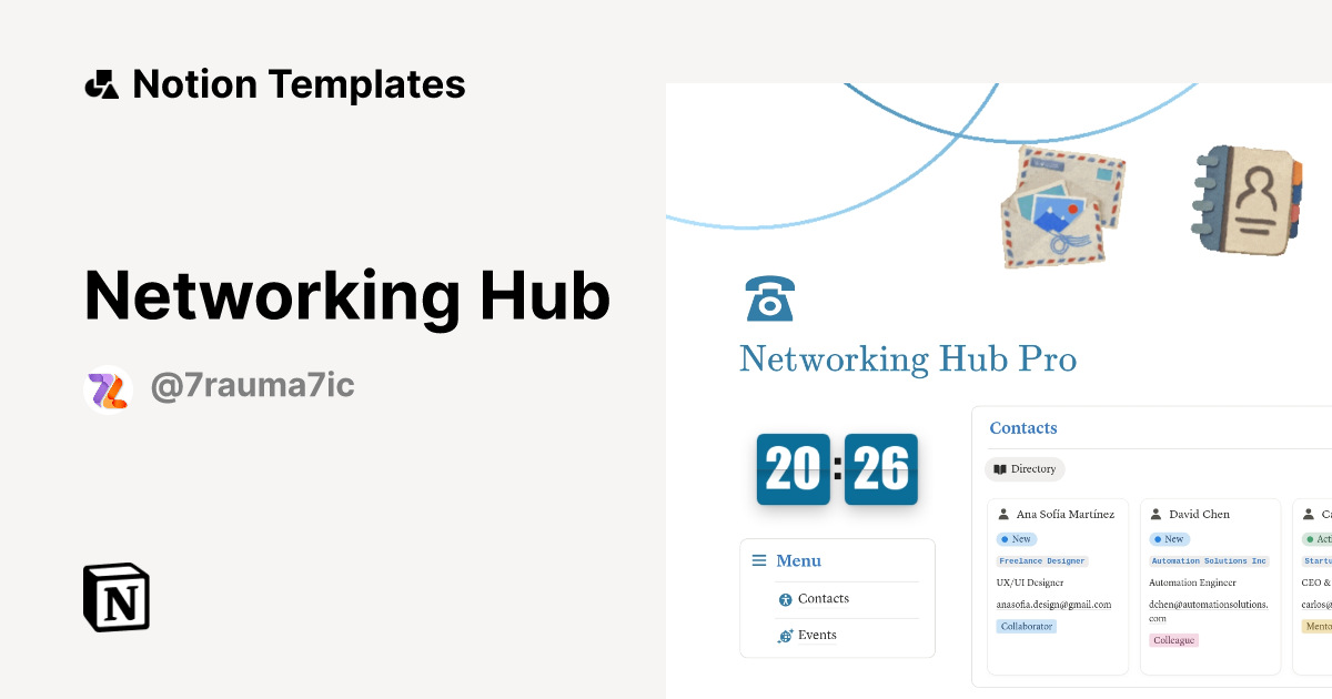 Networking Hub Template by 7rauma7ic | Notion Marketplace