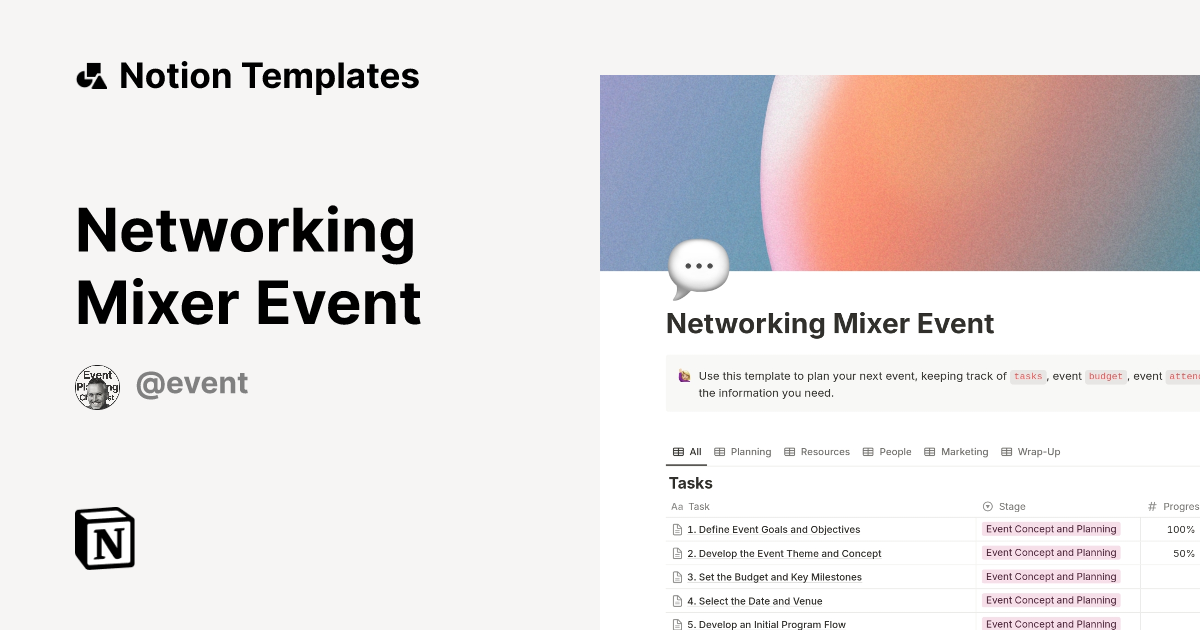 Networking Mixer Event Template | Notion Marketplace