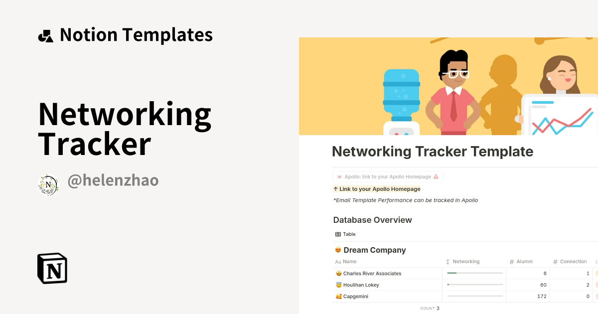 Networking Tracker Template by Helen Zhao | Notion Marketplace