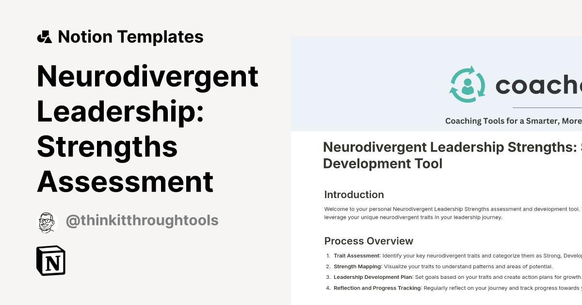 Neurodivergent Leadership: Strengths Assessment Template by Think It ...