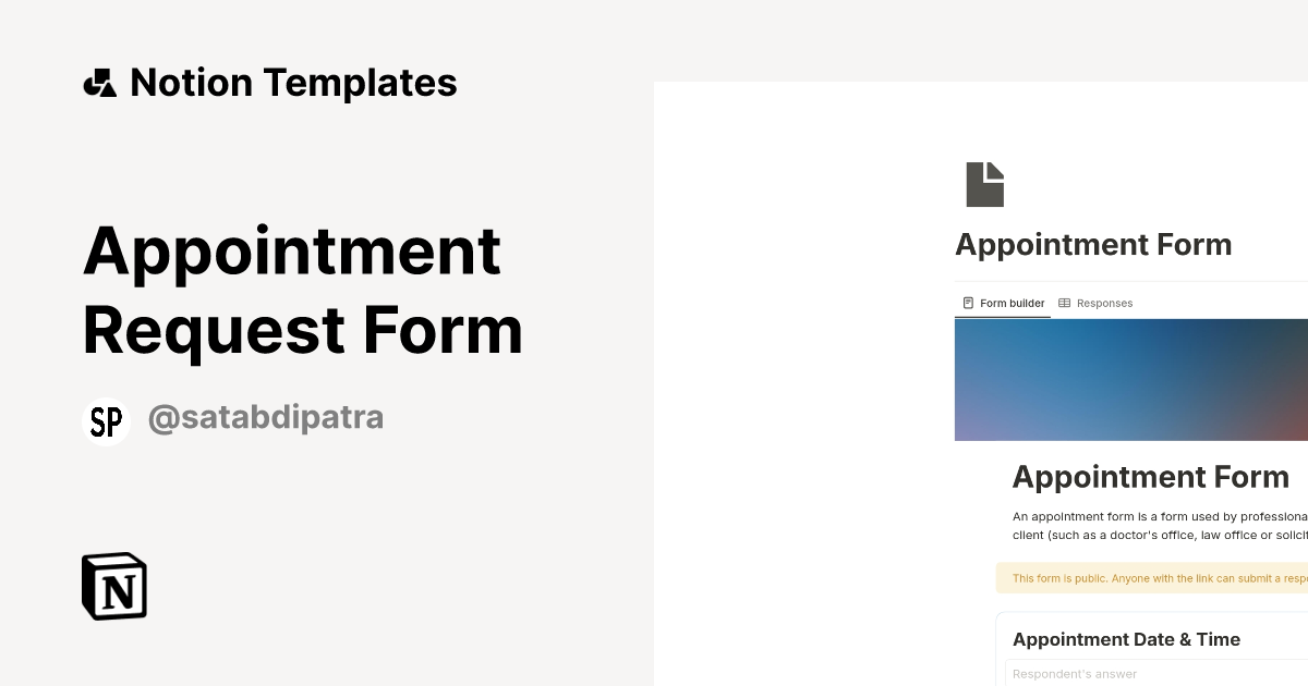 Appointment Request Form Template | Notion Marketplace