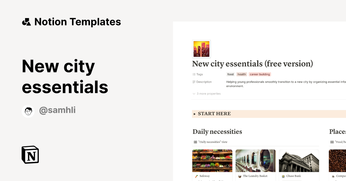 New city essentials Template by Sam H Li | Notion Marketplace