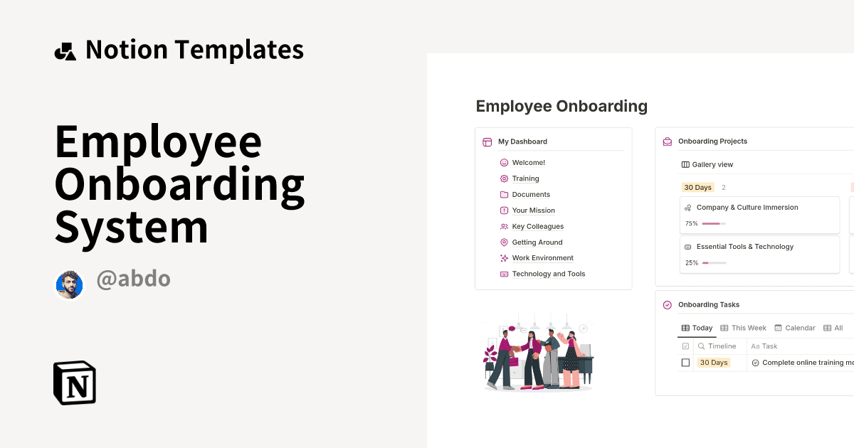 Employee Onboarding System Template by Abdo Karmalla | Notion Marketplace