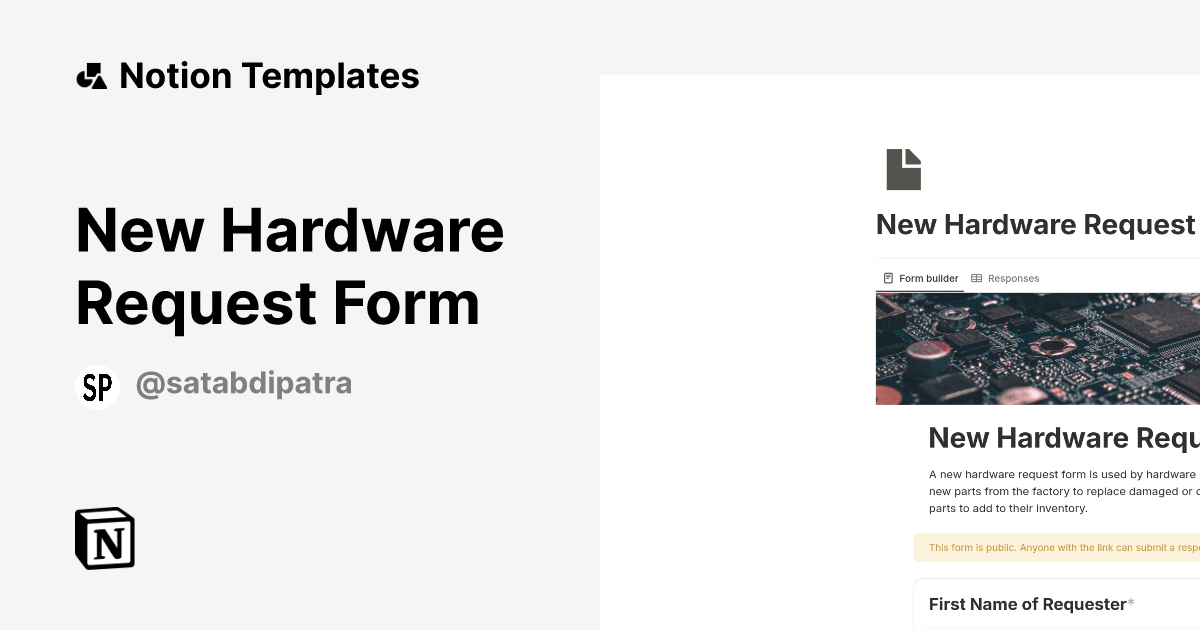 New Hardware Request Form Template | Notion Marketplace