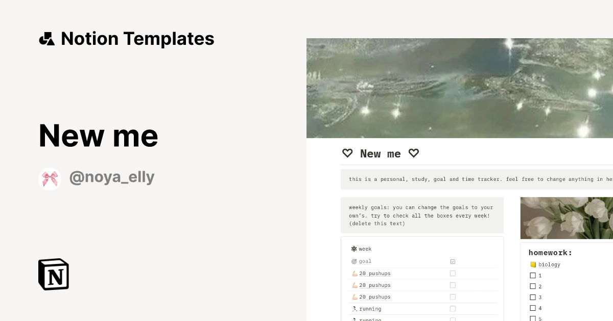 New me Template by noya elly | Notion Marketplace