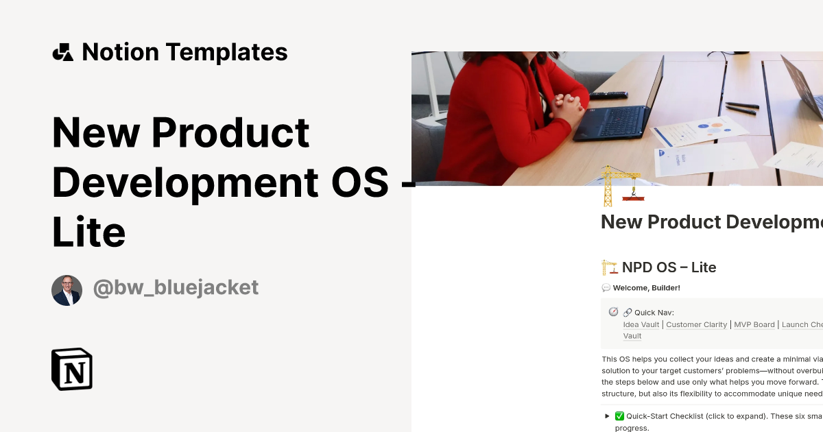 New Product Development OS - Lite Template by Bluejacket | Notion Marketplace