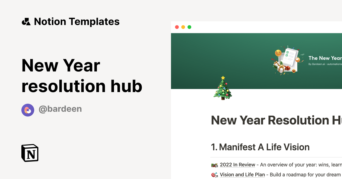 New Year resolution hub Template | Notion Marketplace