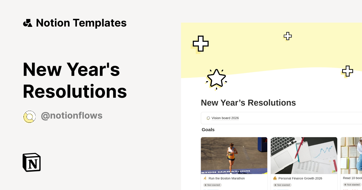 New Year's Resolutions Template by NotionFlows | Notion Marketplace