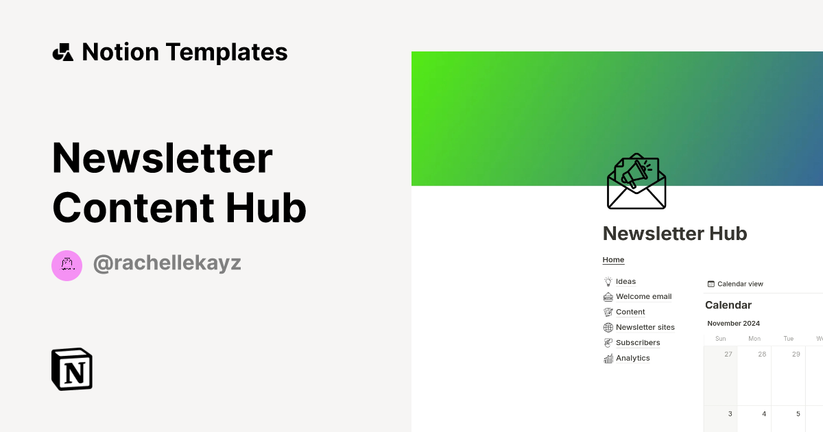 Newsletter Content Hub Template | Notion Marketplace