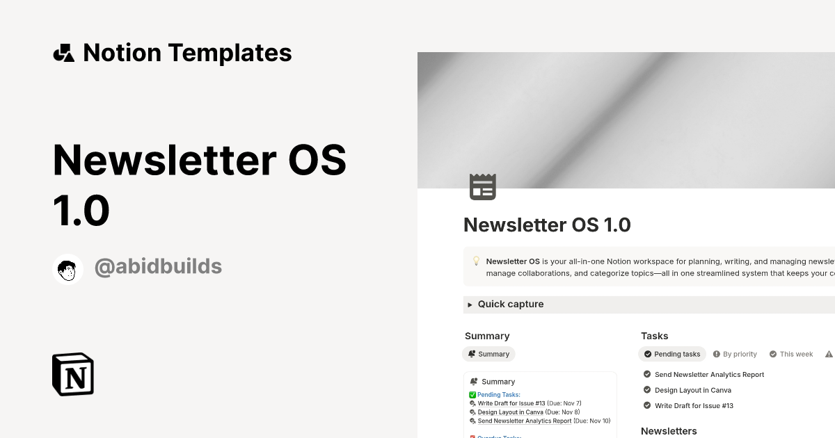Newsletter OS 1.0 Template | Notion Marketplace