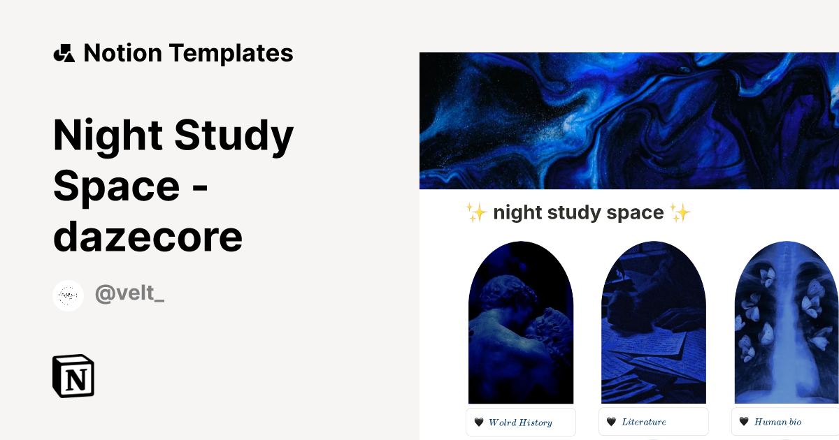 Night Study Space - dazecore Template | Notion Marketplace