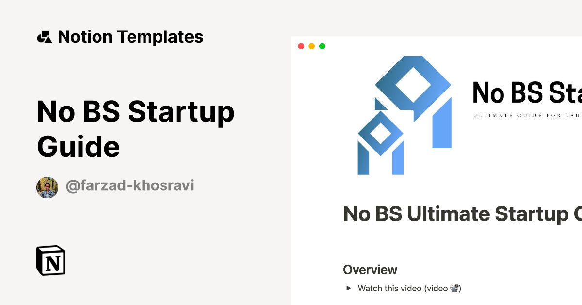 No BS Startup Guide Template | Notion Marketplace