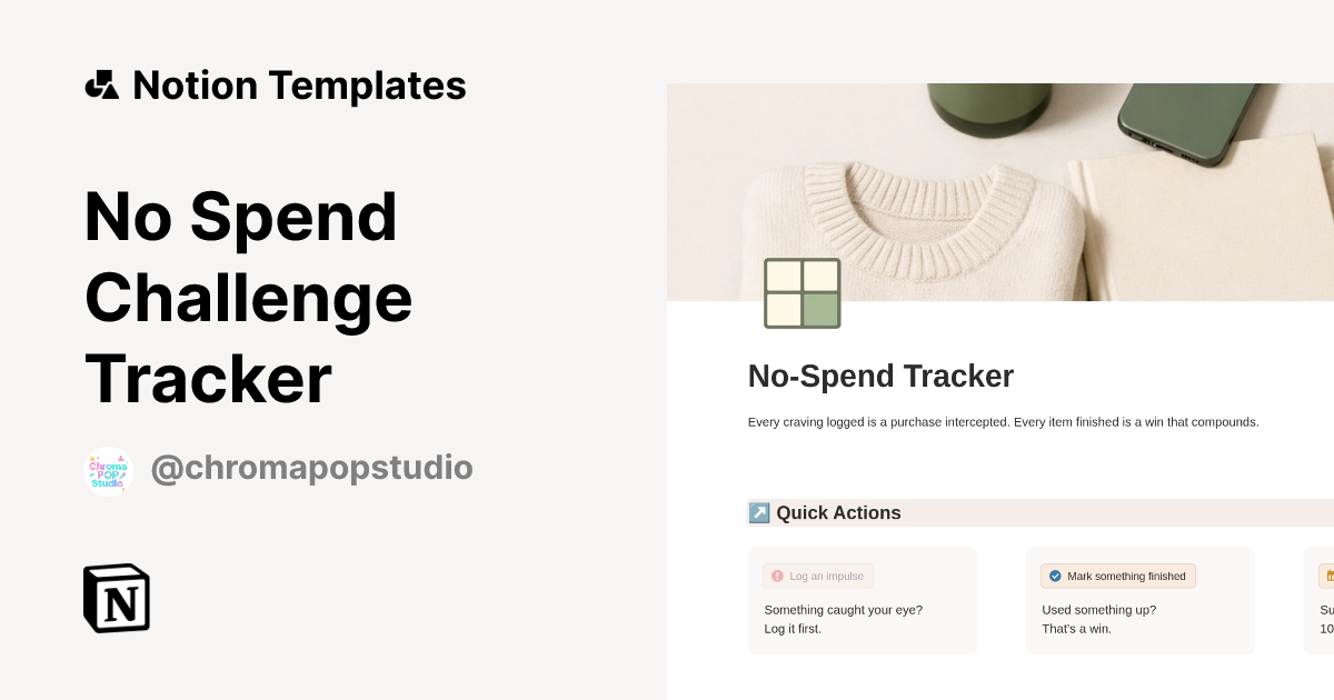 No Spend Challenge Tracker Template | Notion Marketplace