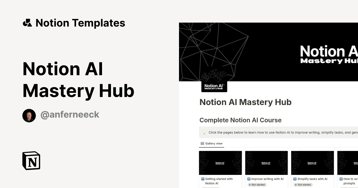 Notion AI Mastery Hub Template by Anfernee | Notion Marketplace
