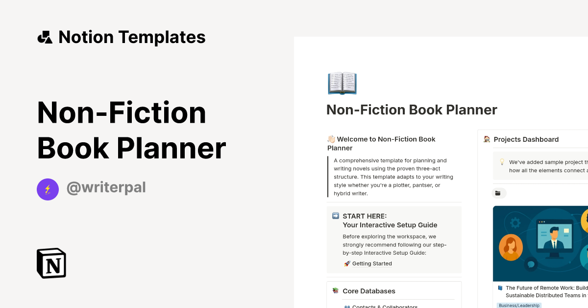 Non-Fiction Book Planner Template by writerpal | Notion Marketplace