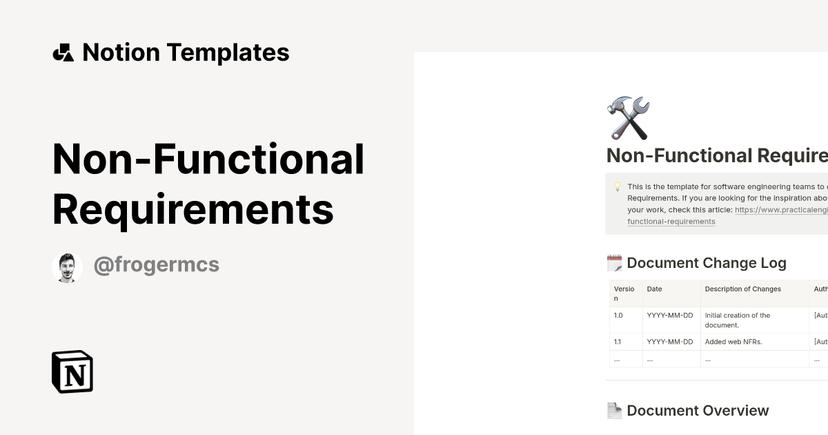 Non-Functional Requirements Template | Notion Marketplace