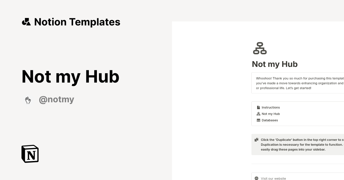 Not my Hub Template by Not my Notion | Notion Marketplace